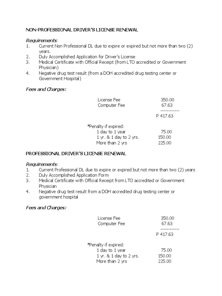 Requirements For Renewal of Driver License | PDF