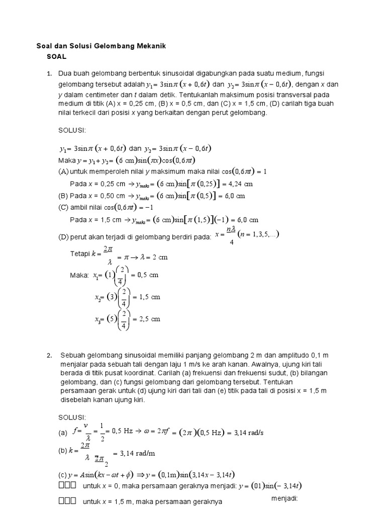 Soal Dan Solusi Gelombang Mekanik | PDF