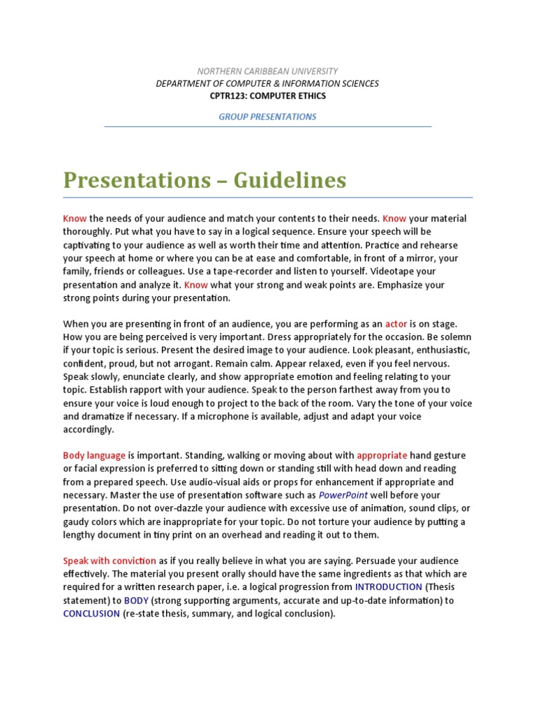 Presentations - Guidelines: Know Know | Download Free PDF | Body ...