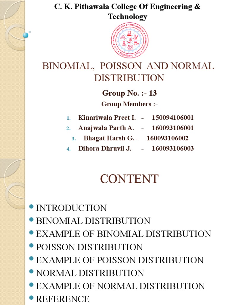 Binomial, Poisson & Normal Distribution | PDF | Probability ...