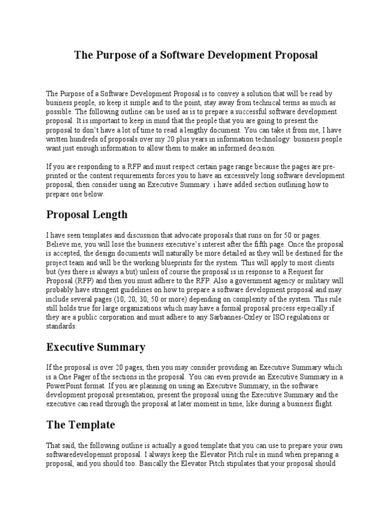 The Purpose of A Software Development Proposal | PDF | Request For Proposal | Software Development