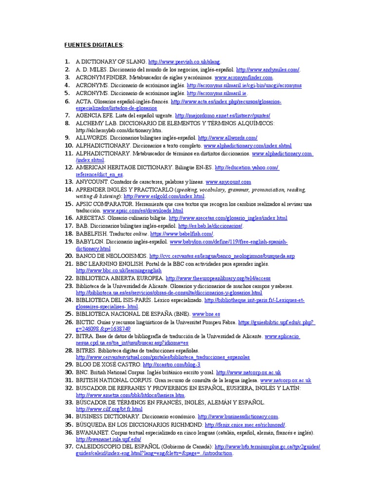 Item 8 Fuentes Digitales 17-18 | PDF | Traducciones | Diccionario