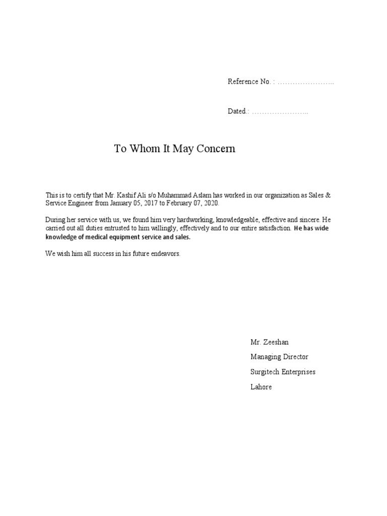 Kashif Ali Experience-Letter | PDF