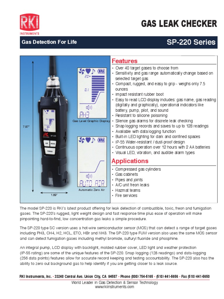 Gas Leak Checker: SP-220 Series | PDF | Gases | Chemical Industry