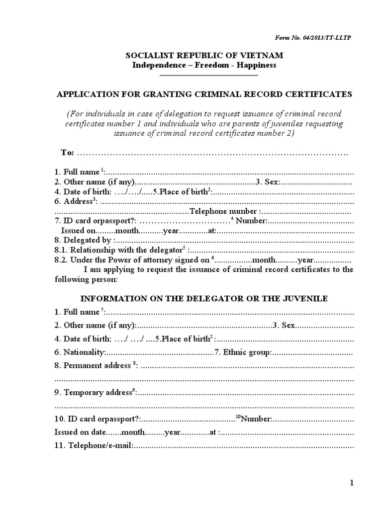 7.form 04 - Authorization Application Form | PDF | Criminal Record ...