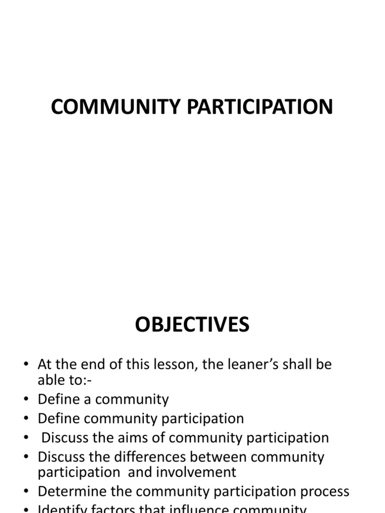 Community Participation | PDF | Community | Top Down And Bottom Up Design