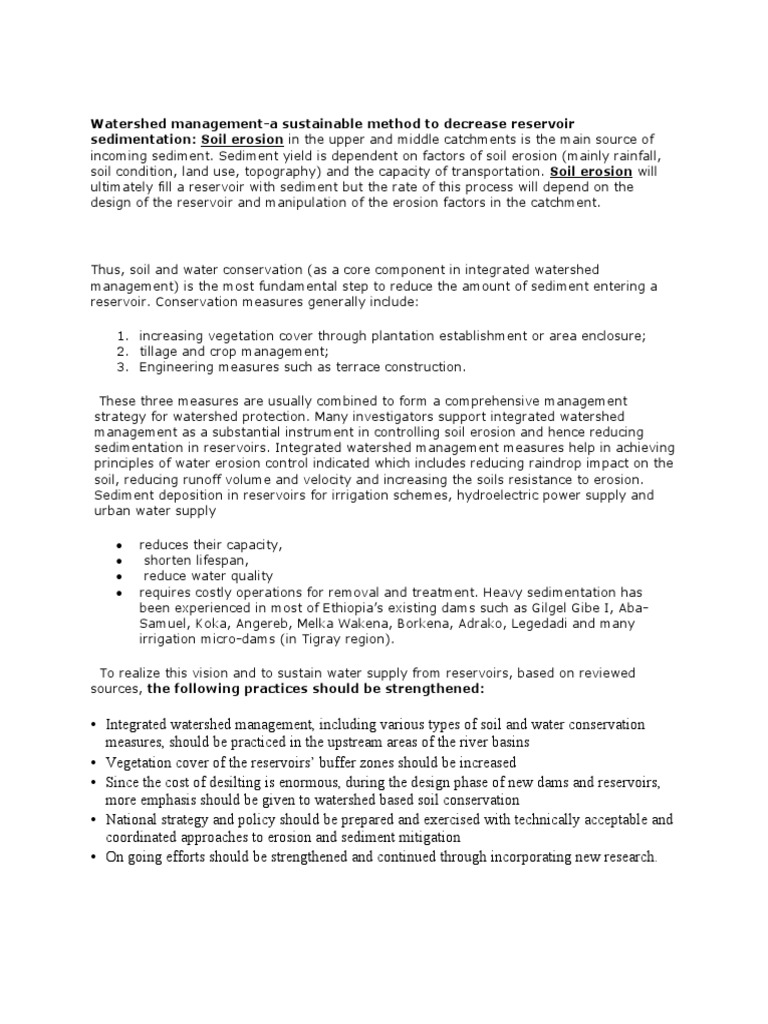 Watershed Management | PDF | Sediment | Reservoir