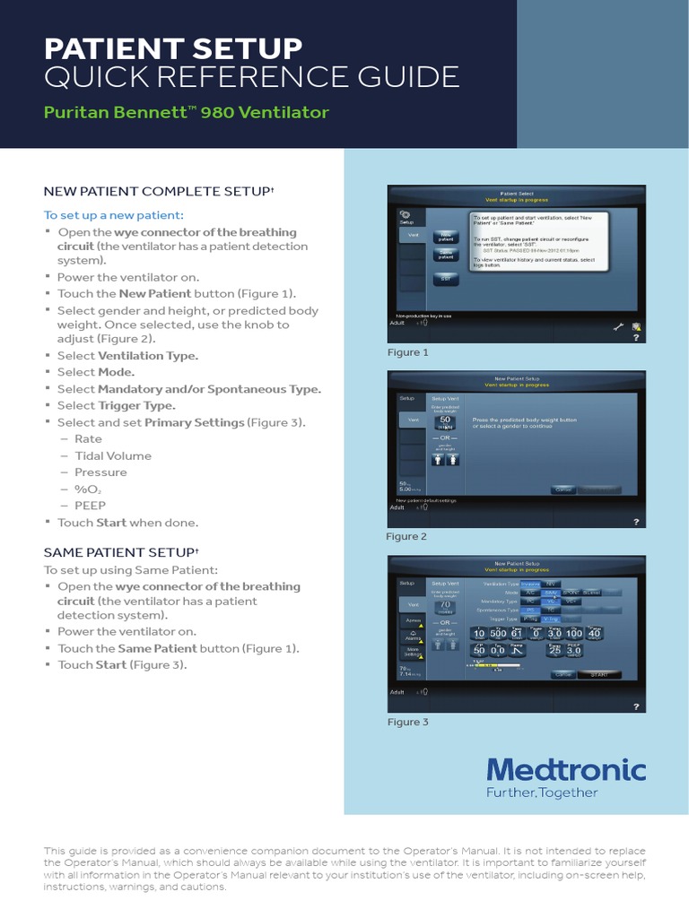 Puritan Bennett 980 Ventilator Patient Setup Quick Reference Guide | PDF | Respiration | Pulmonology