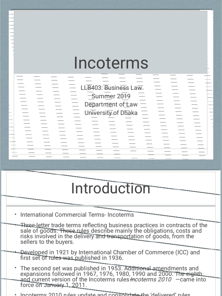 Incoterms Explained: Understanding the 11 International Commercial ...