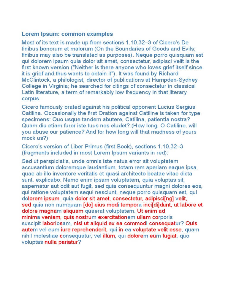 Lorem Ipsum: Common Examples | PDF