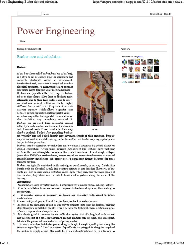 Busbar Size and Calculation | PDF | Power (Physics) | Physics