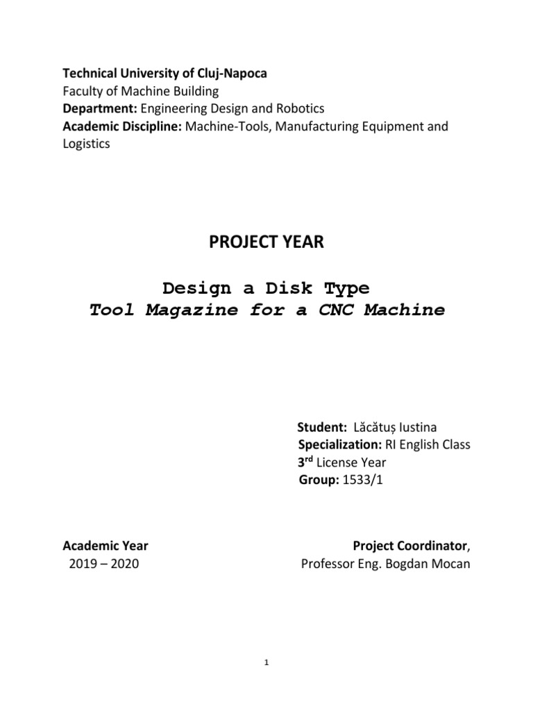 Project Year Design A Disk Type: Tool Magazine For A CNC Machine | PDF ...