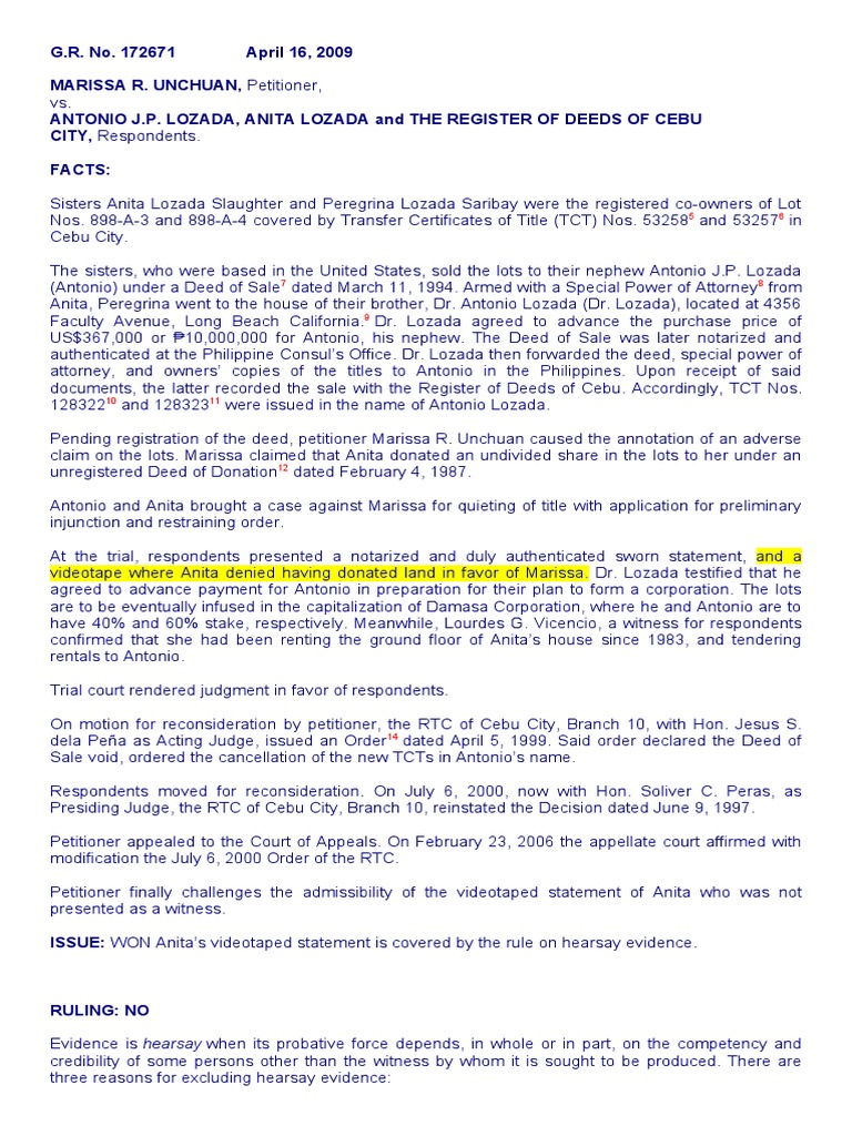 Declaration Against Interest | PDF | Hearsay | Affidavit