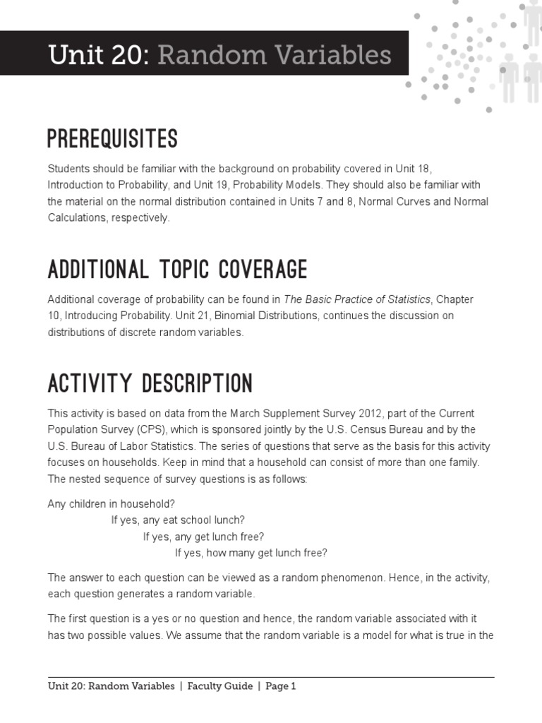 Unit 20:: Random Variables | PDF | Normal Distribution | Probability Distribution