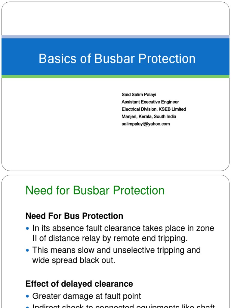 Busbar Protection Basics & Schemes | PDF | Relay | Electromagnetism