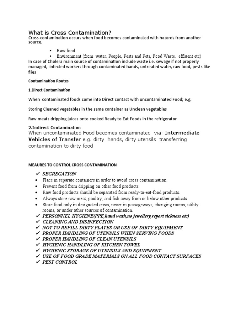 What Is Cross Contamination?: Contamination Routes 1.direct ...