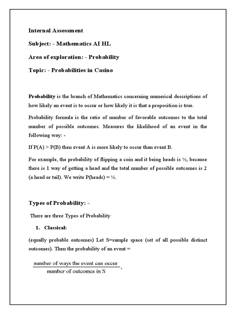 Mathematics IA | PDF | Probability | Gambling
