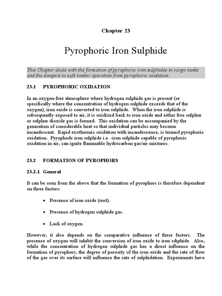 CH 23-Pyrophoric Iron Sulphide | PDF | Combustion | Iron