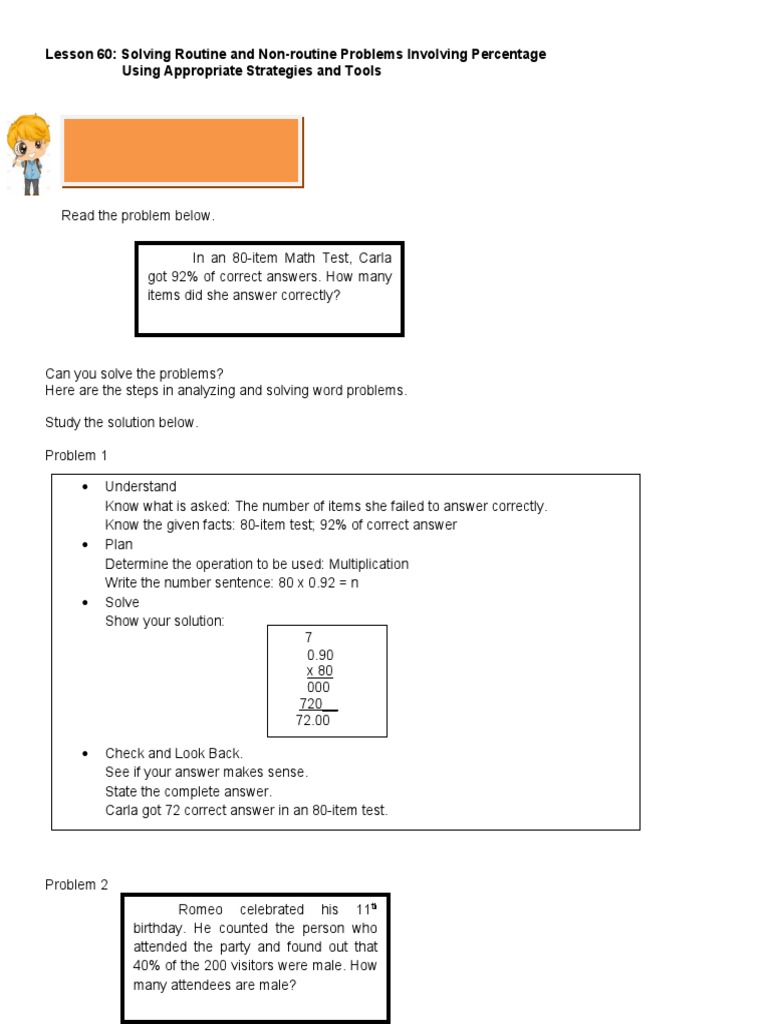 Solving Percentage Problems Using Appropriate Strategies | PDF | Business