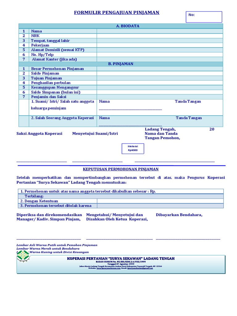 Formulir Pengajuan Pinjaman | PDF