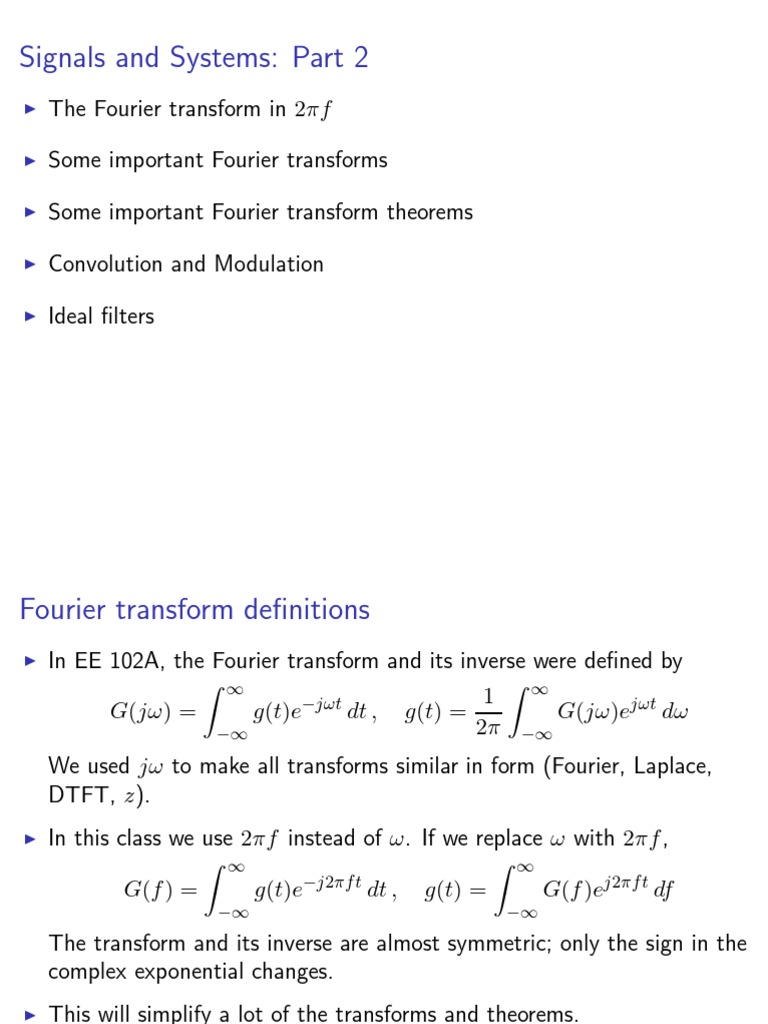Signals and Systems: Part 2 | PDF | Fourier Transform | Bandwidth (Signal Processing)