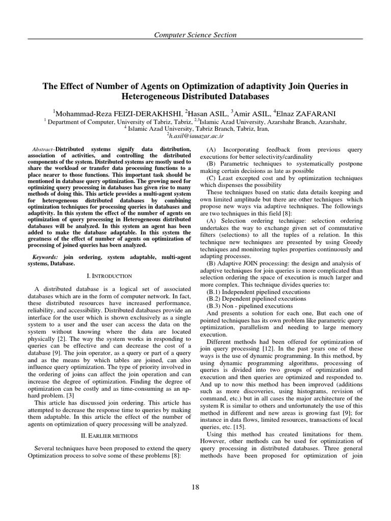 The Effect of Number of Agents On Optimization of Adaptivity Join Queries in Heterogeneous ...