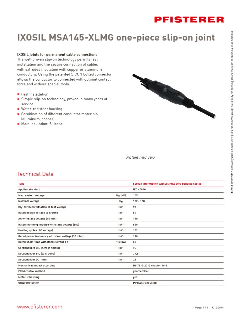 IXOSIL MSA145-XLMG One-Piece Slip-On Joint: Technical Data | PDF ...