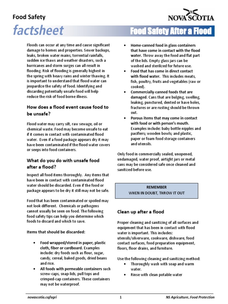 Food Safety After A Flood | PDF | Flood | Food Safety