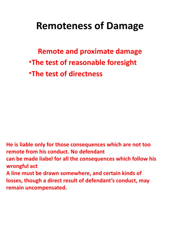 Remoteness of Damage: Remote and Proximate Damage | PDF | Common Law | Private Law