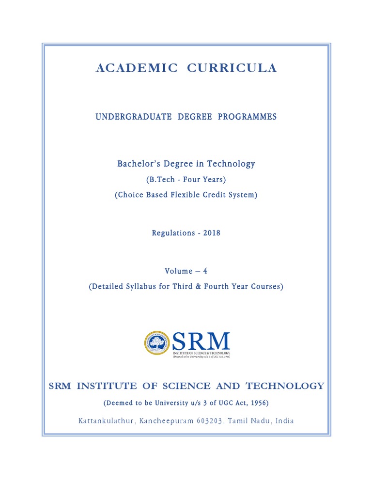 SRM UNIV - Third & Fourth Year Syllabus PDF | PDF | Machine Learning ...