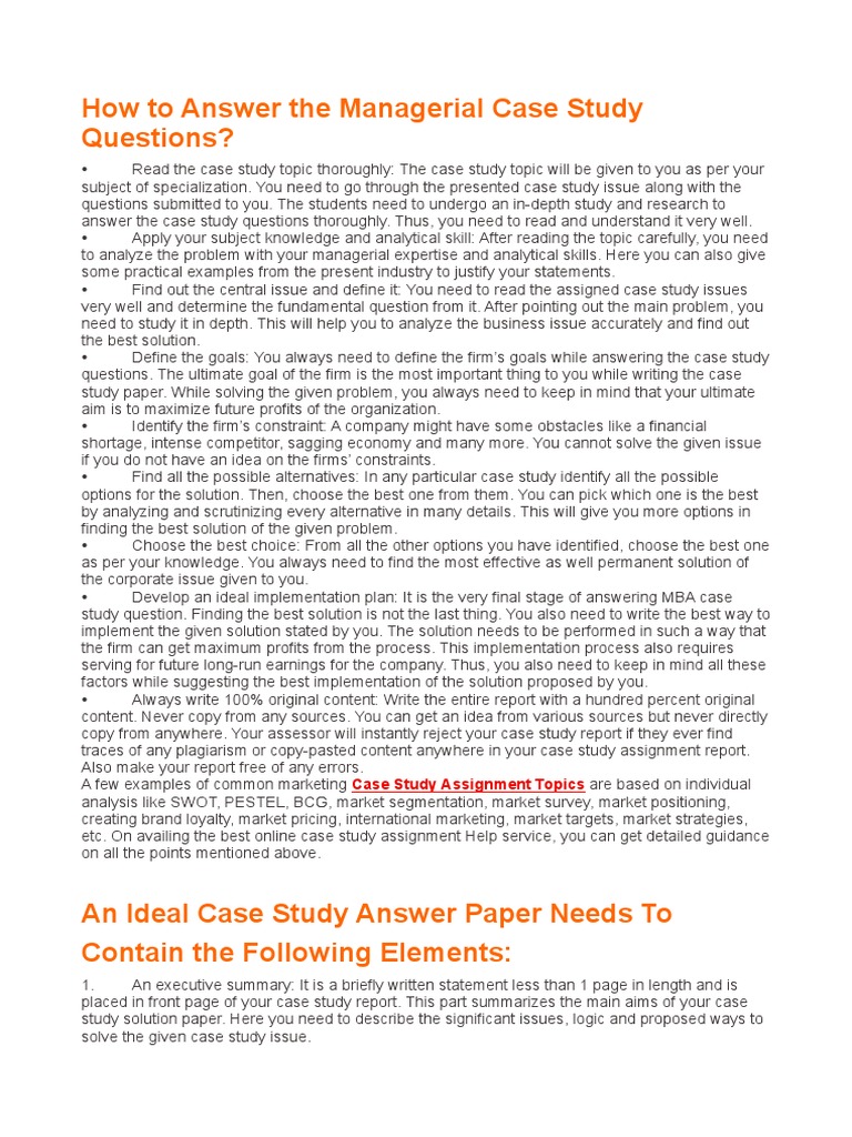 How To Answer The Managerial Case Study Questions? | PDF | Case Study ...