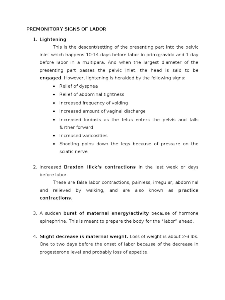 Signs of Labor | PDF | Childbirth | Uterus