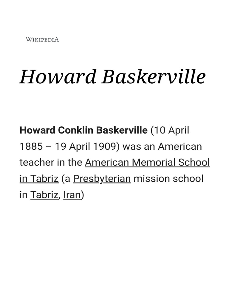 Howard Baskerville - Wikipedia | PDF | Iran
