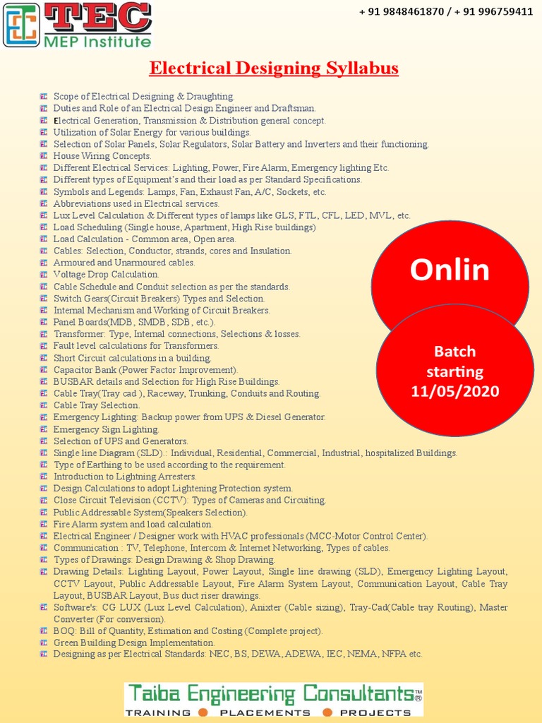 Electrical Designing Course Syllabus | PDF | Power (Physics ...