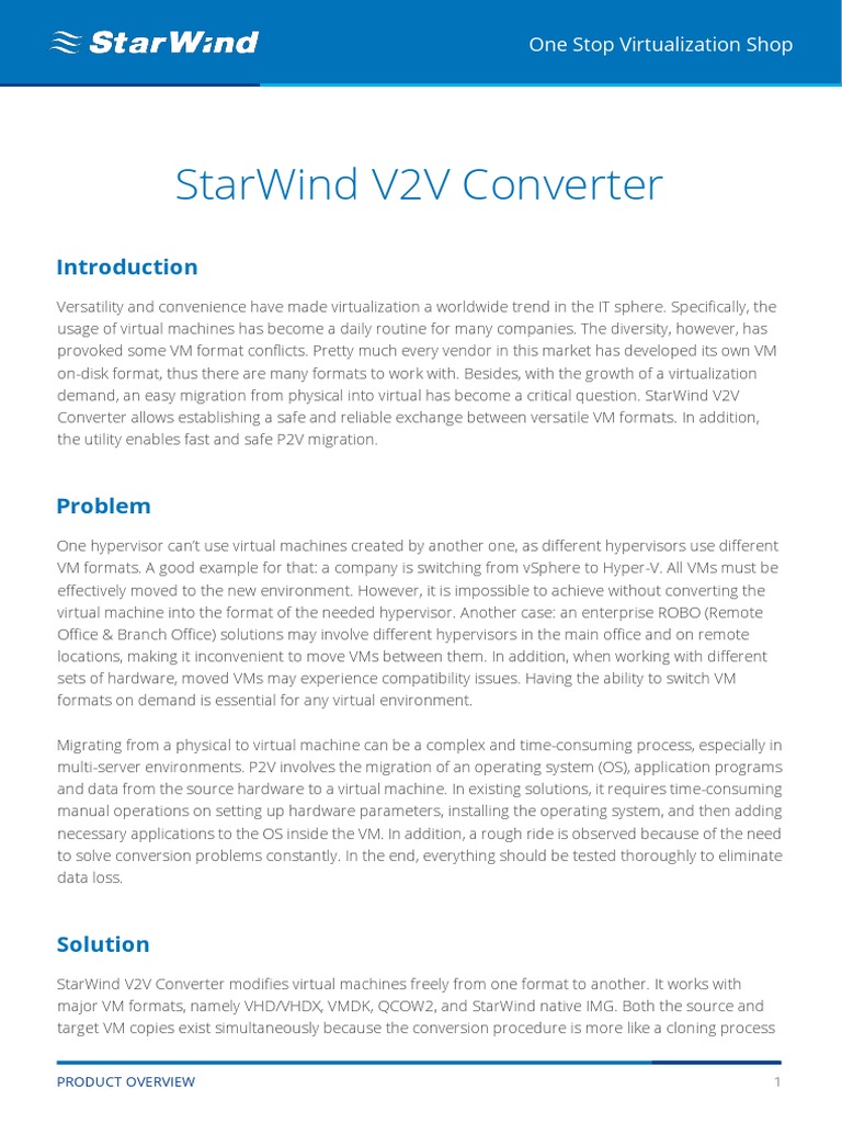 Starwind V2V Converter: One Stop Virtualization Shop | PDF | Virtual ...