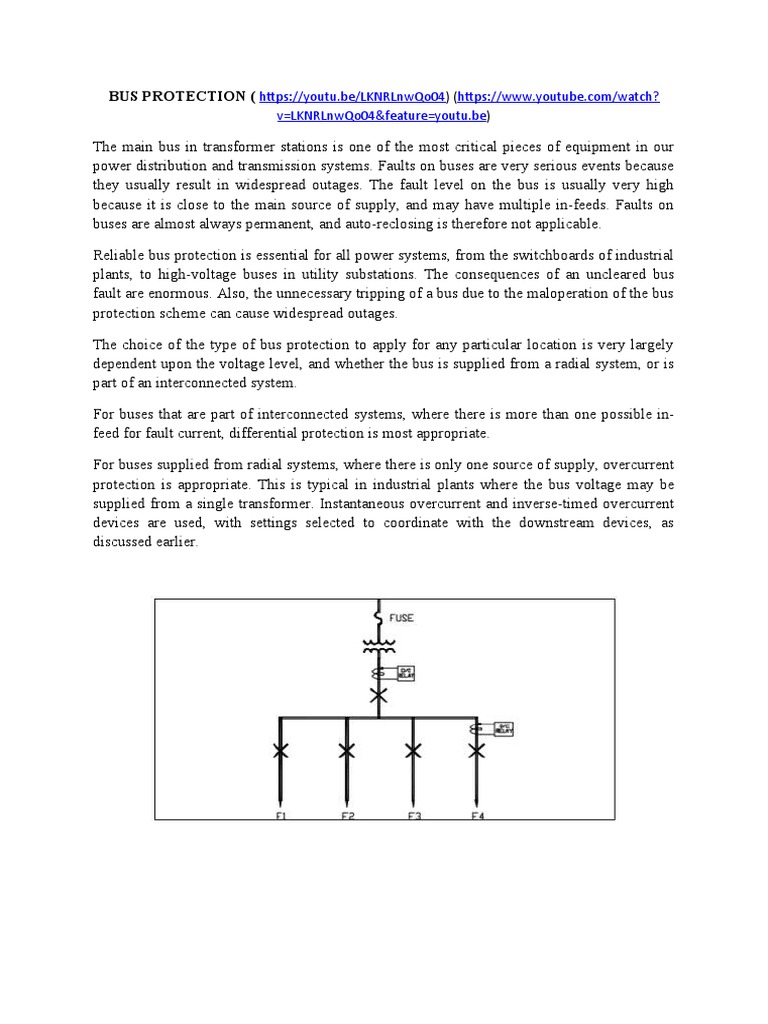 Bus Protection (: V Lknrlnwqo04&Feature Youtu - Be | PDF | Relay ...