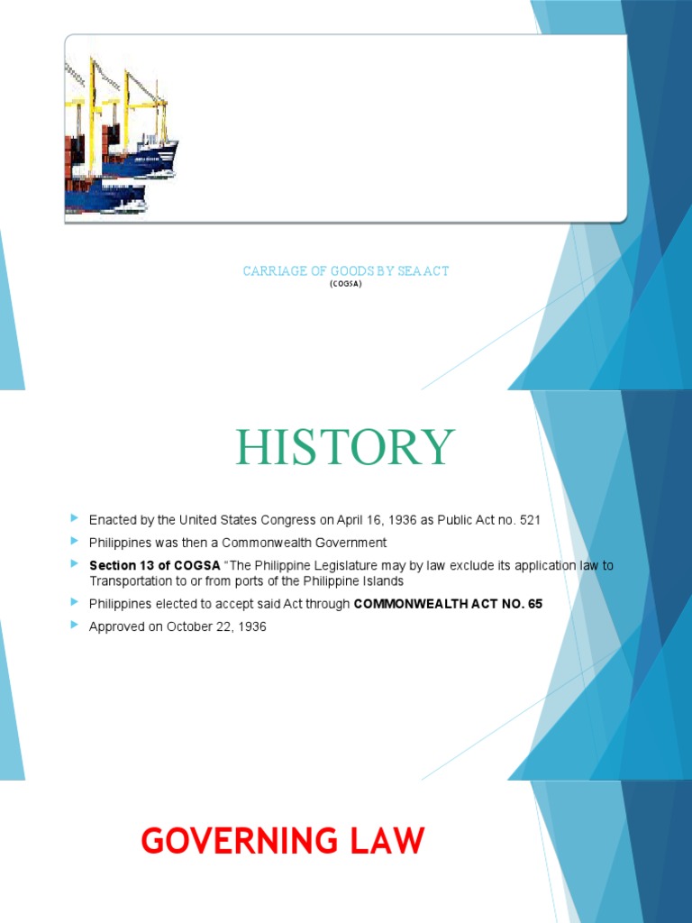 Carriage of Goods by Sea Act: (Cogsa) | PDF | Bill Of Lading | Cargo