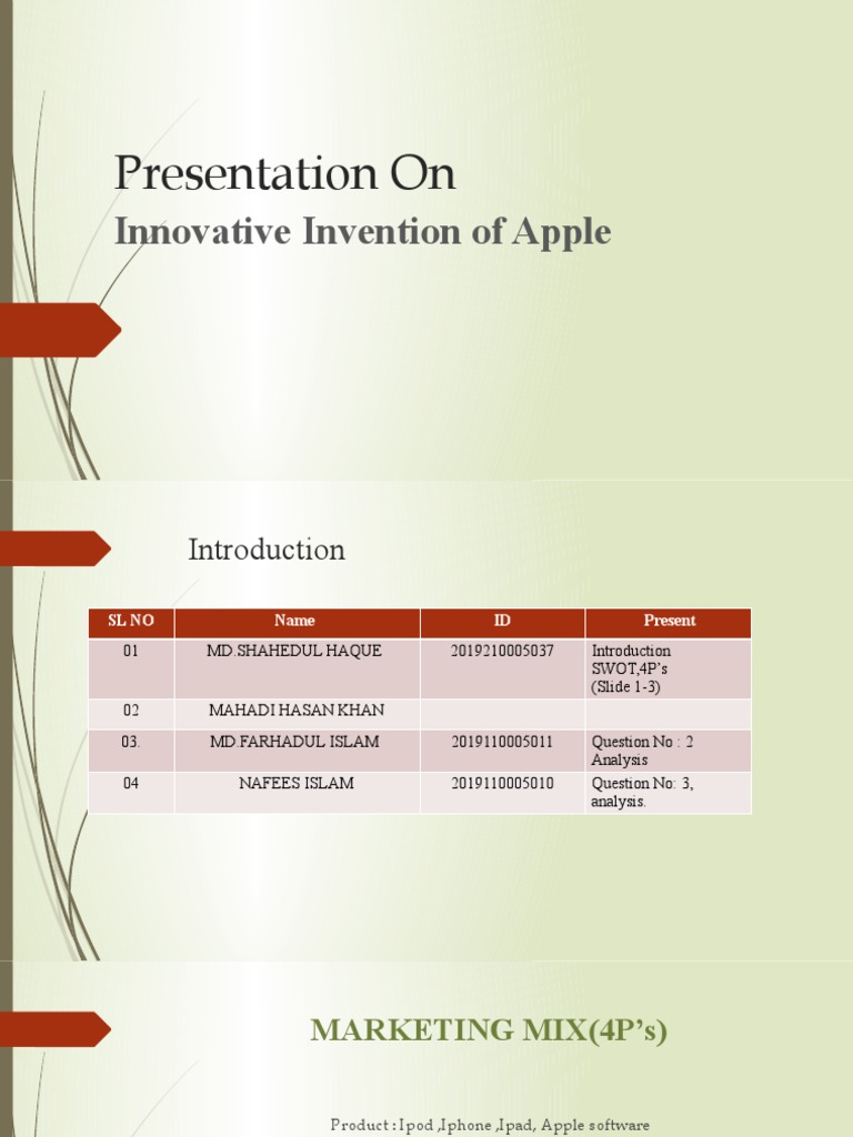 Presentation On: Innovative Invention of Apple | PDF | Apple Inc. | Ios