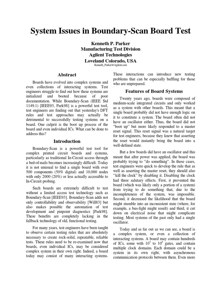 System Issues in Boundary-Scan Board Test | PDF | Field Programmable ...