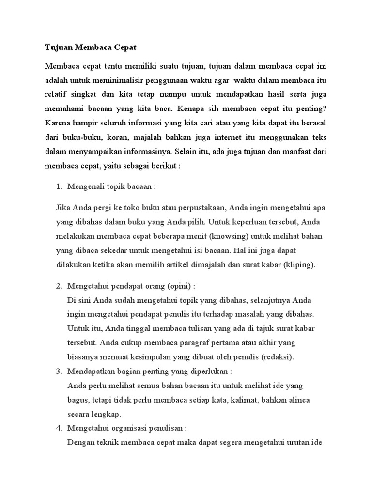 Pentingnya Membaca Cepat | PDF