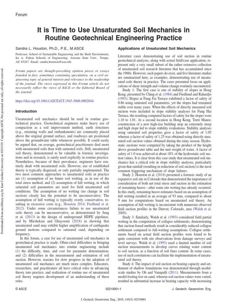 It Is Time To Use Unsaturated Soil Mechanics in Routine Geotechnical Engineering Practice | PDF ...