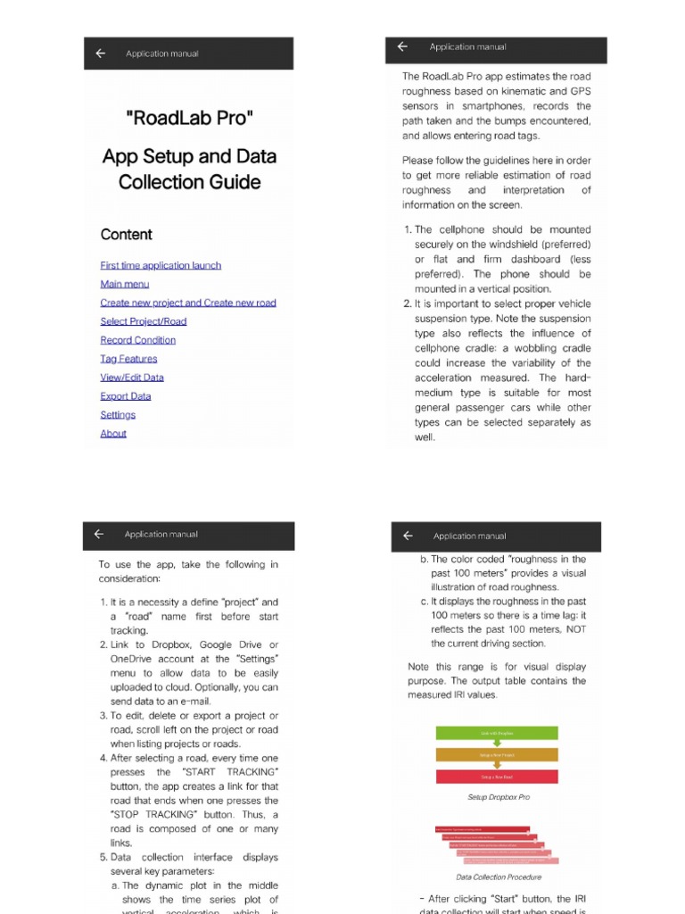 Road Lab Pro App Manual | PDF