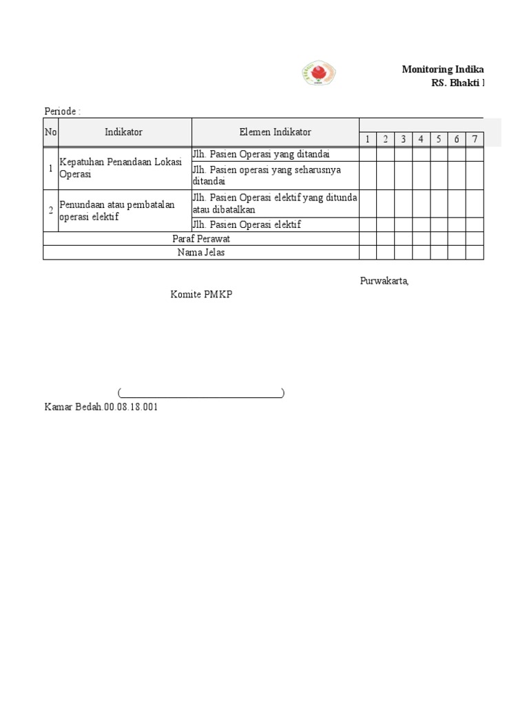Formulir Monitoring Indikator Mutu Nasional | PDF