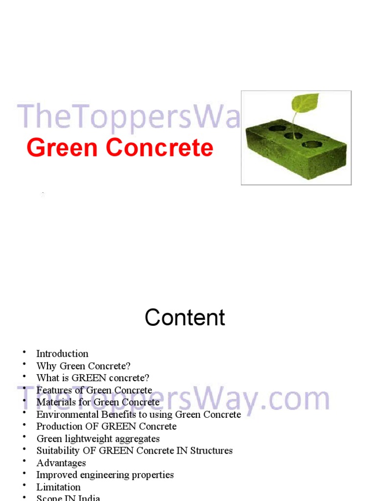 Green Concrete | PDF | Concrete | Cement