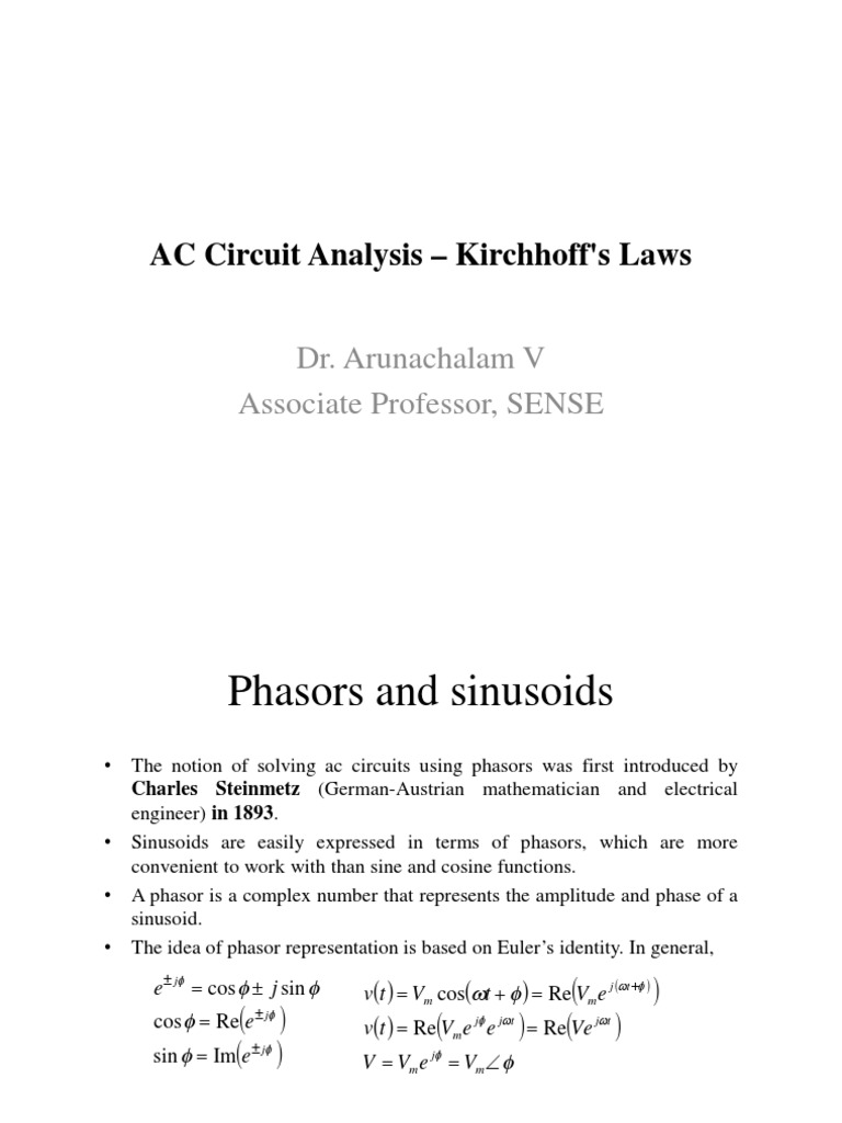 Ac Circuit Analysis Kvl Kcl Pdf Electrical Impedance