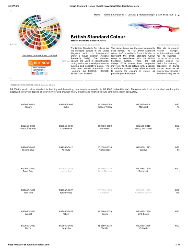 British Standard Colour Chart Overview | PDF | Vision | Color