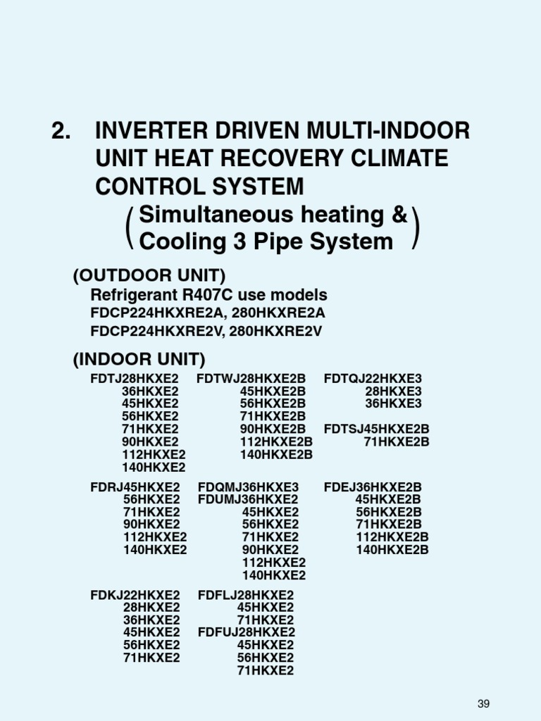 Inverter Driven Multi-Indoor Unit Heat Recovery Climate Control System ...
