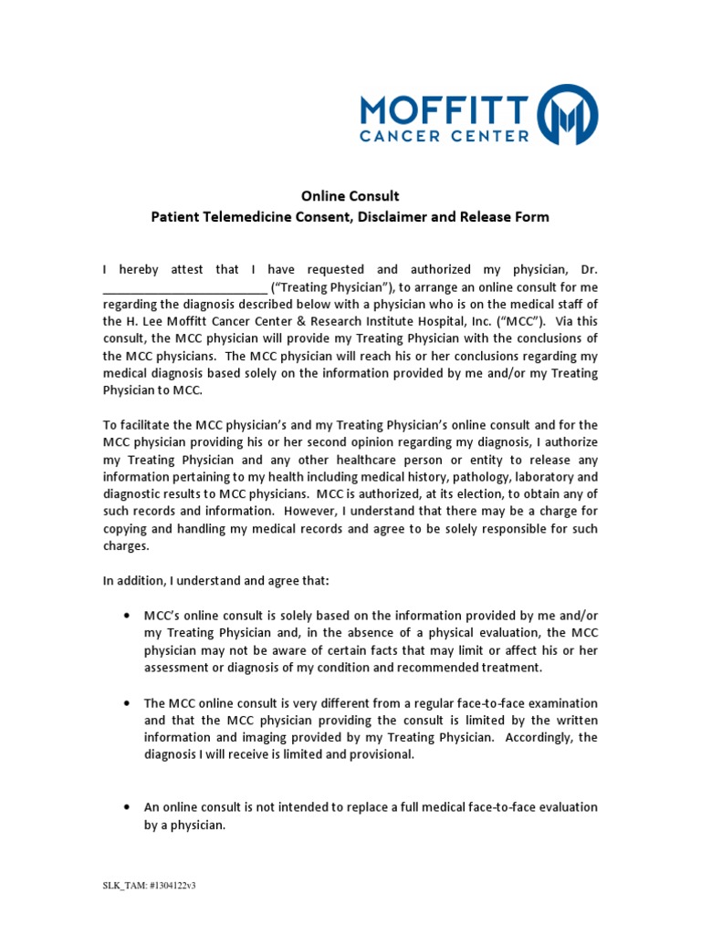 Online Consult Patient Telemedicine Consent, Disclaimer and Release ...