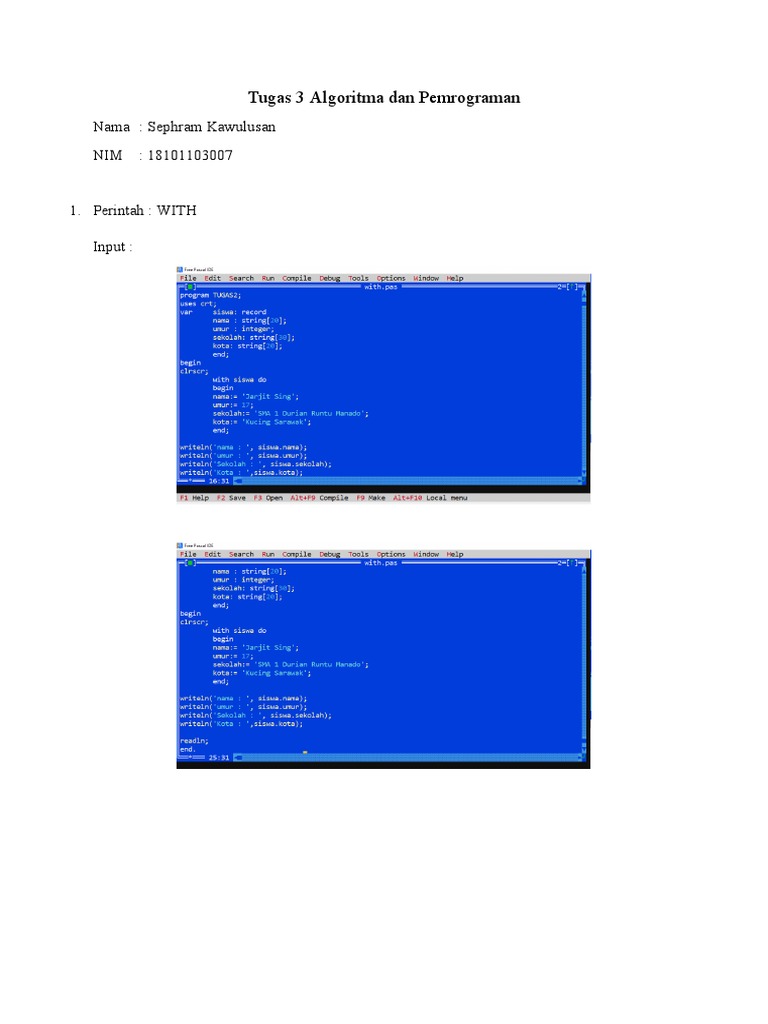 Tugas 3 Algoritma Dan Pemrograman | PDF | Metode & Bahan Ajar | Komputer