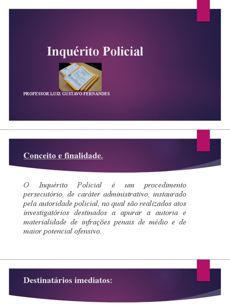 Aula 4 - Inquérito Policial | PDF | Procedimento criminal | Prova ...